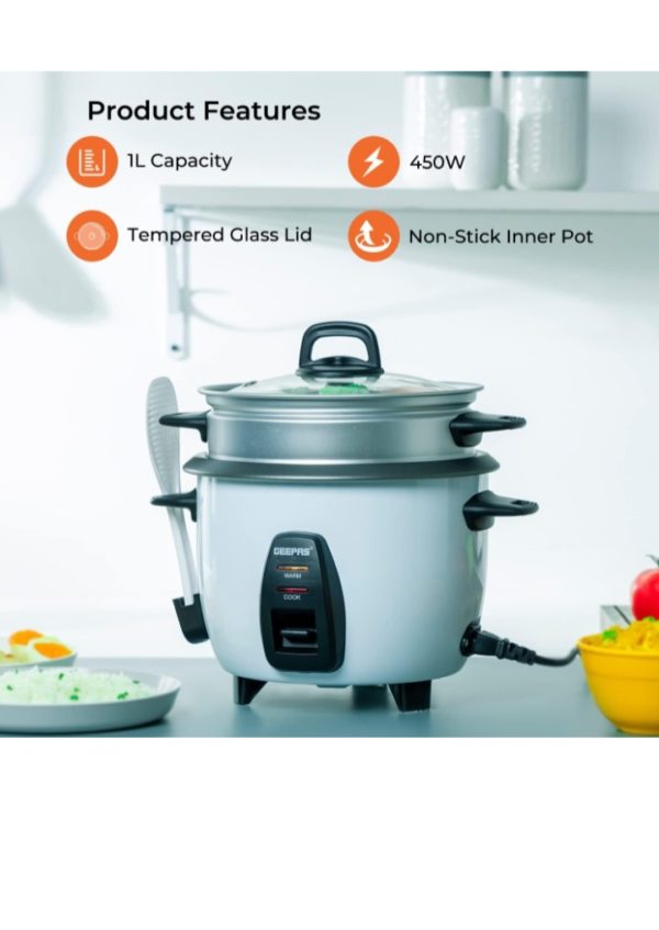 Geepas 450W Rice Cooker & Steamer with Keep Warm Function – Opson.co.uk